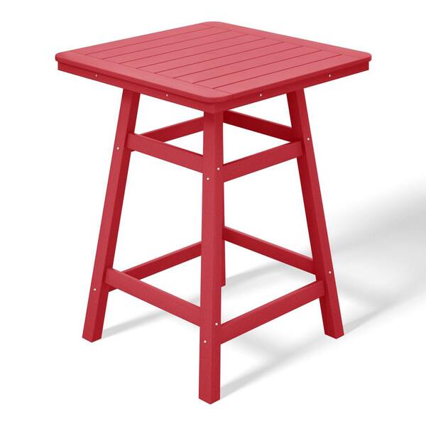 Polytrends Laguna HDPE All Weather Outdoor Patio 30 Square Counter Bistro Table Red