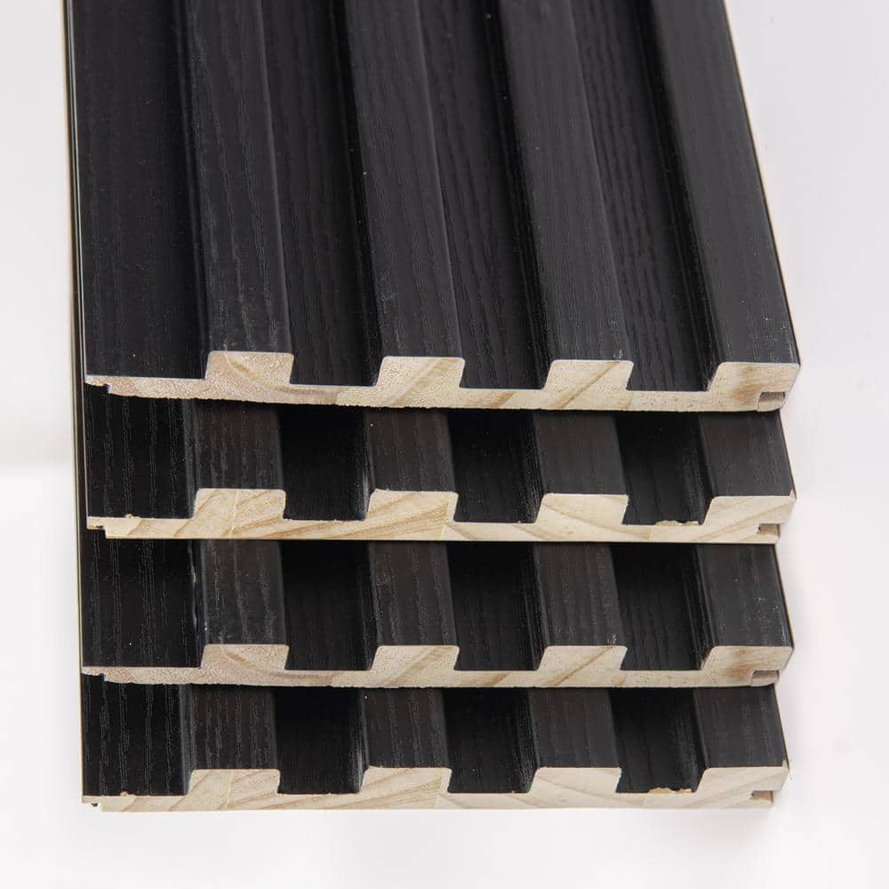 Art3dwallpanels Matte Black 2/3in. x 1/2ft. x 8-1/2ft. Slat Solid Wood ...