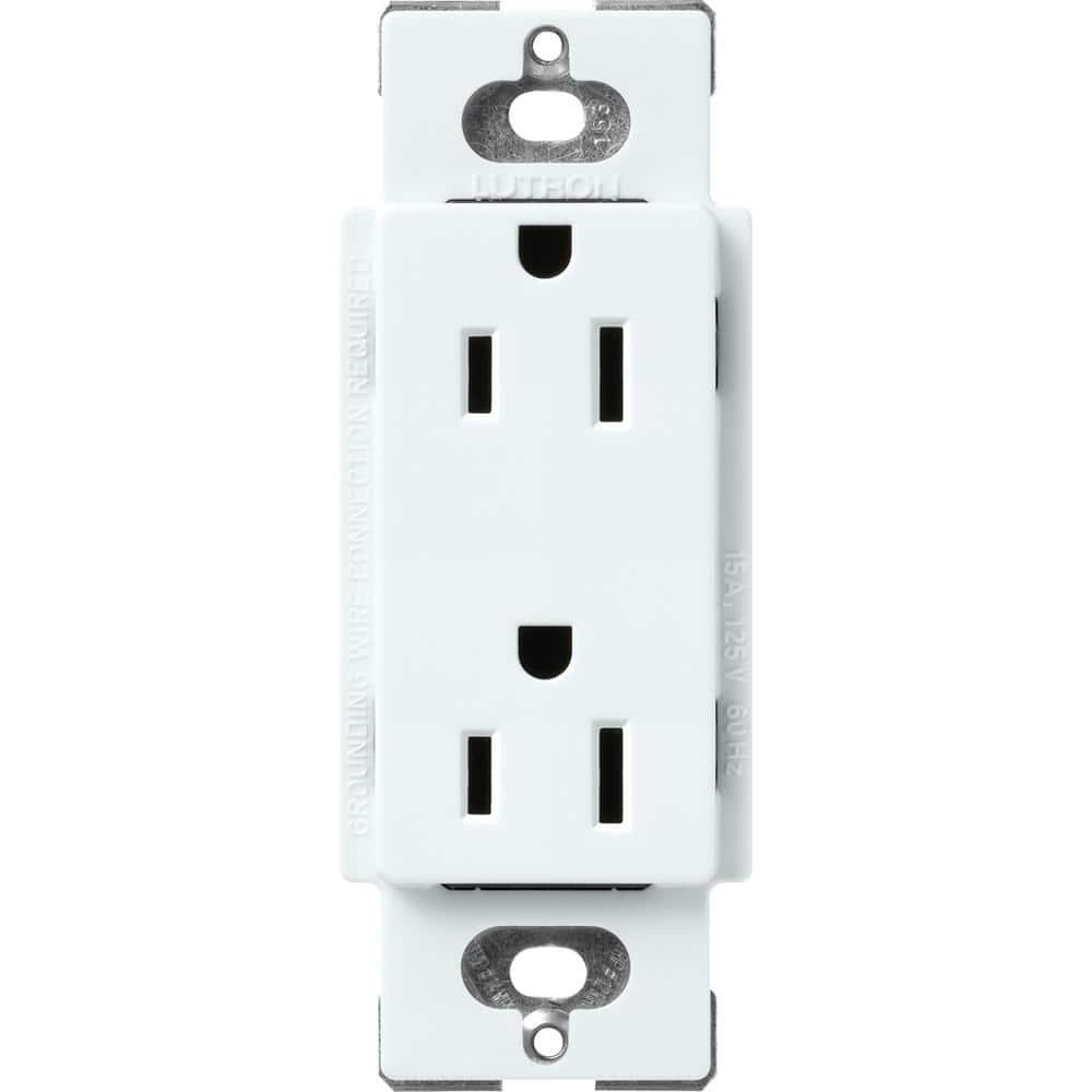 Lutron Claro 15 Amp Duplex Outlet, Glacier White (SCR-15-GL) SCR-15-GL ...