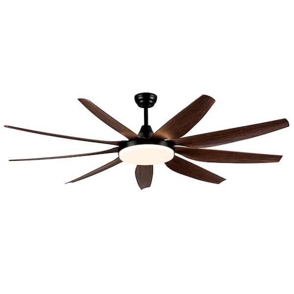 PUDO 72 in. Integrated LED Indoor Brown Lighting Ceiling Fan with 9 ...