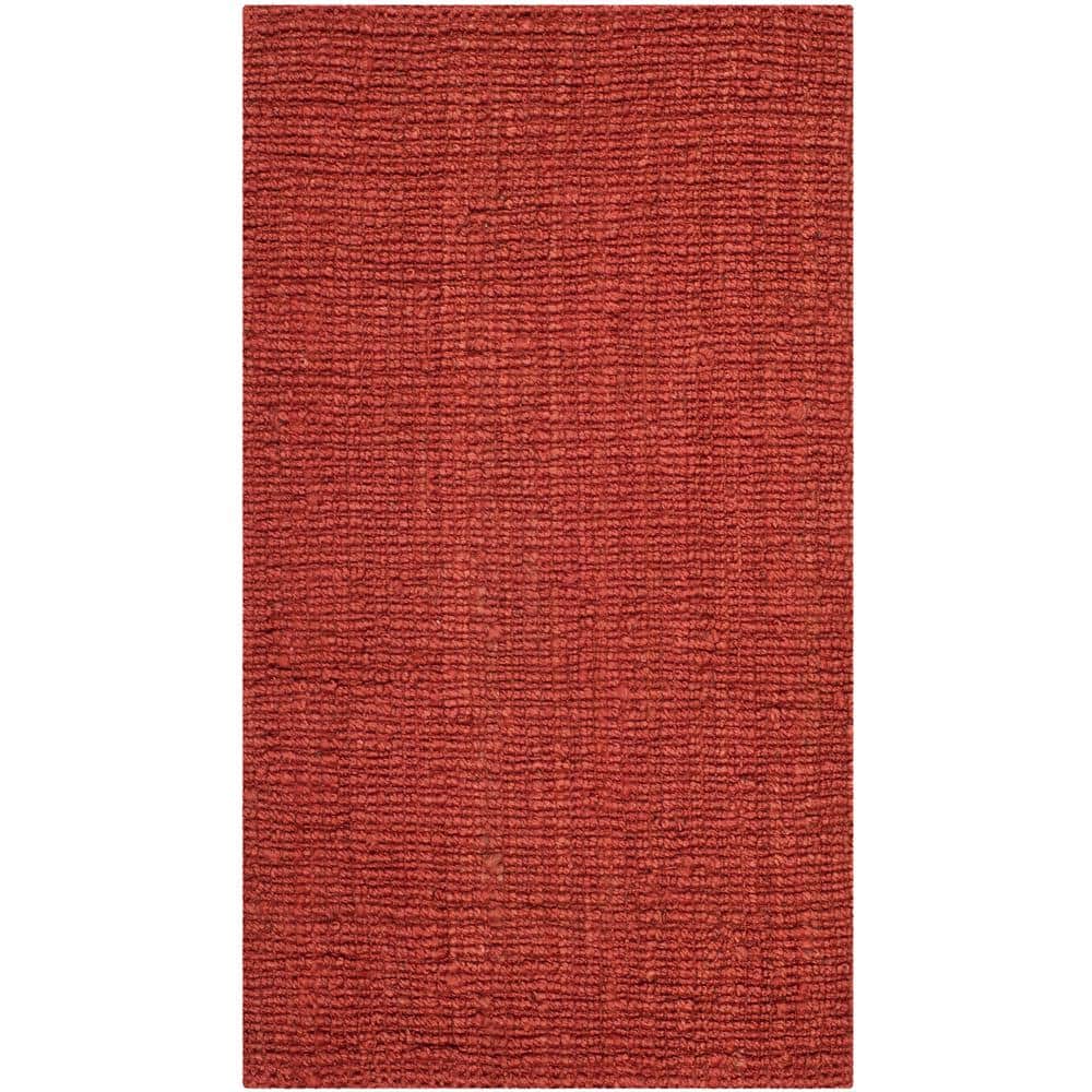 SAFAVIEH Natural Fiber Rust Doormat 3 ft. x 5 ft. Solid Area Rug NF447C ...