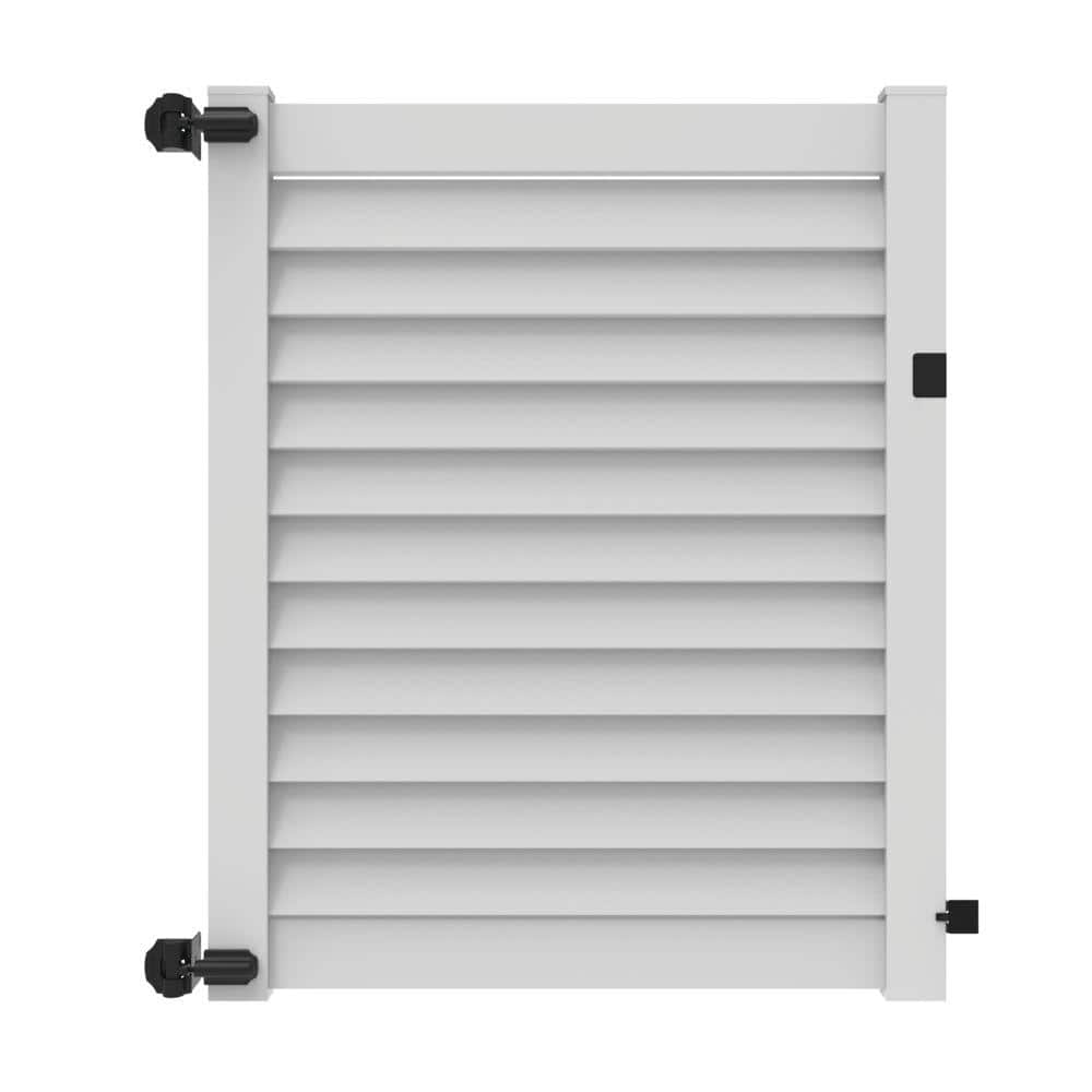 Barrette Outdoor Living Louvered 5 ft. x 6 ft. White Privacy Vinyl ...