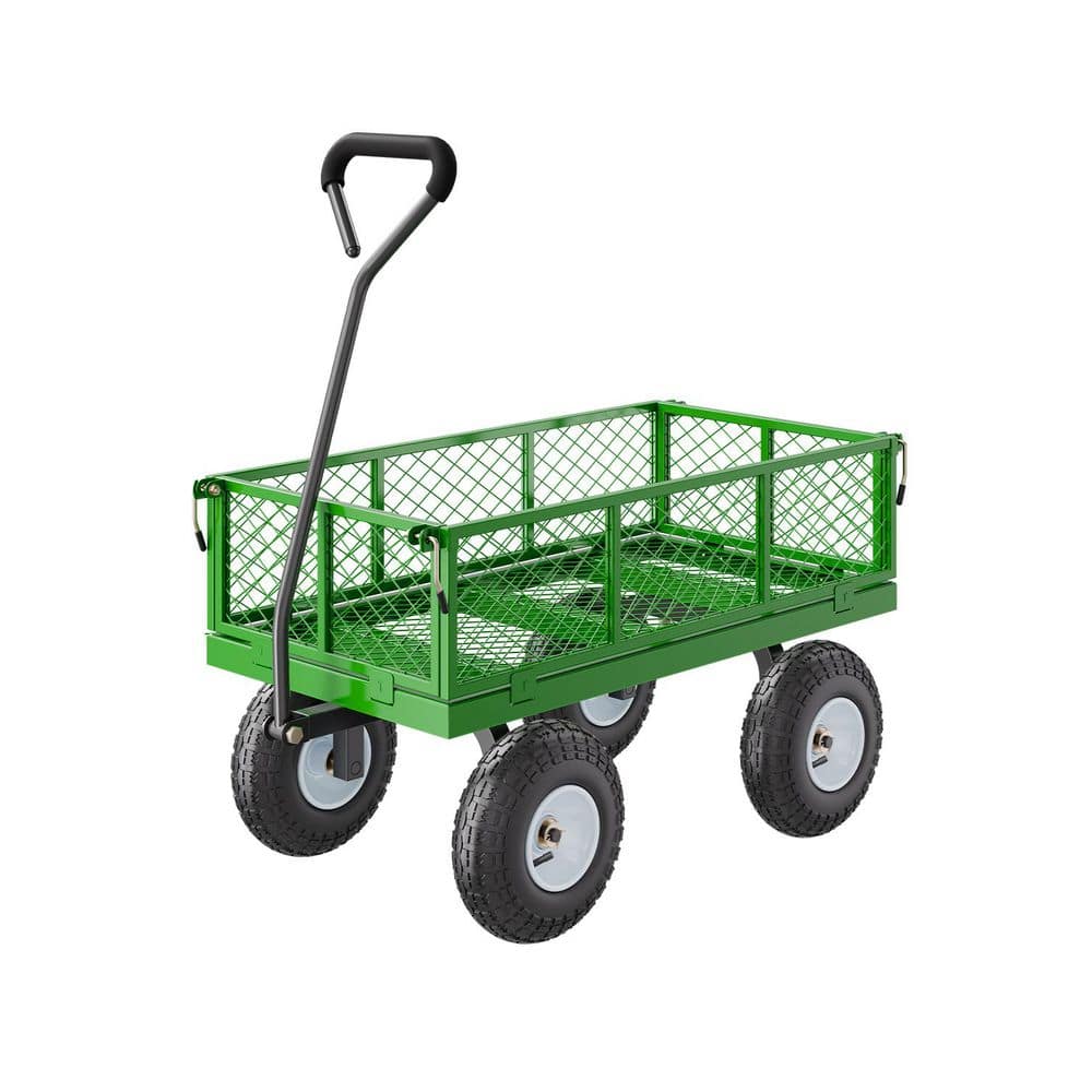 VEVOR 680 lbs. 3.33 cu. ft. Steel, Garden Cart on Wheels, Garden Wagon ...