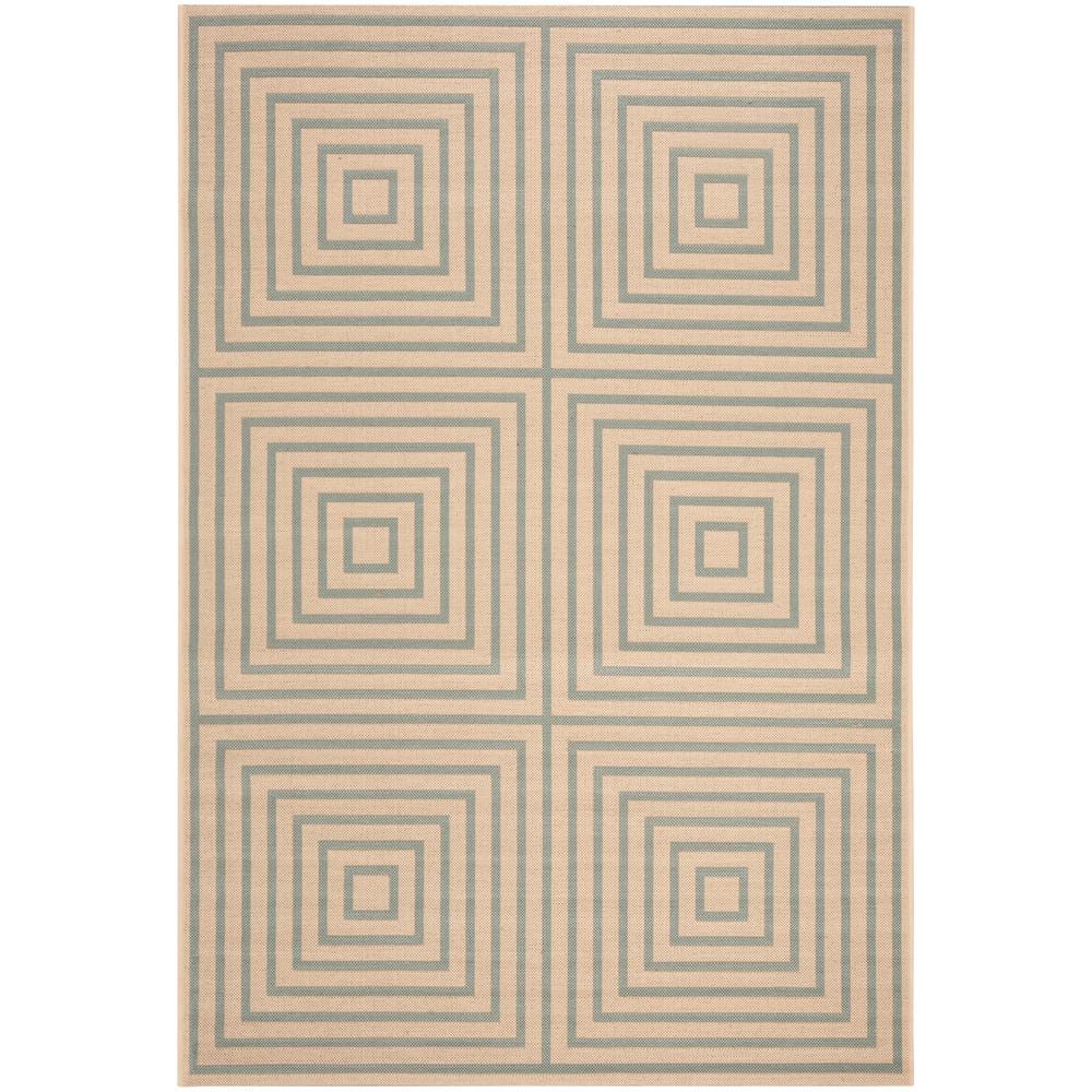 SAFAVIEH Beach House Cream/Aqua Doormat 2 ft. x 4 ft. Fretwork ...