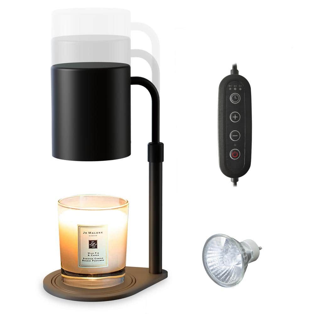 Tivleed 9.4 in. Black Metal Candle Melting Lamp plus Table Lamp in 1 ...