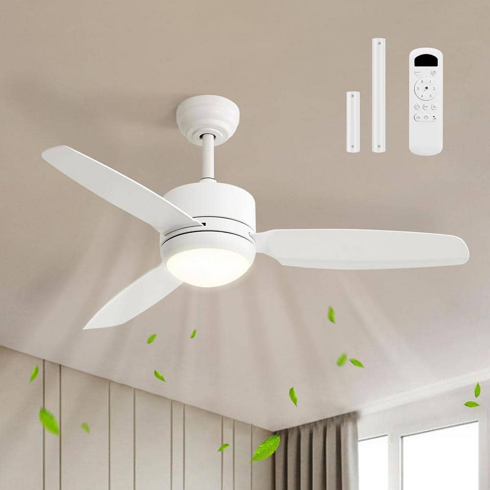 CACI Mall 46 in. Modern Indoor Integrated LED White Ceiling Fan with ...