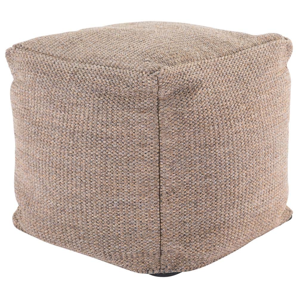 Jonasson Indoor/ Outdoor Solid Tan Cube Pouf BRF100422 - The Home Depot