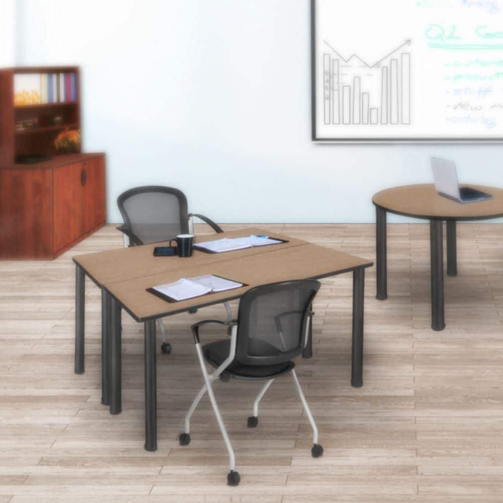 Regency Kee 48 x 24 in. Mobile Noble Oak Training Seminar Table Desk ...