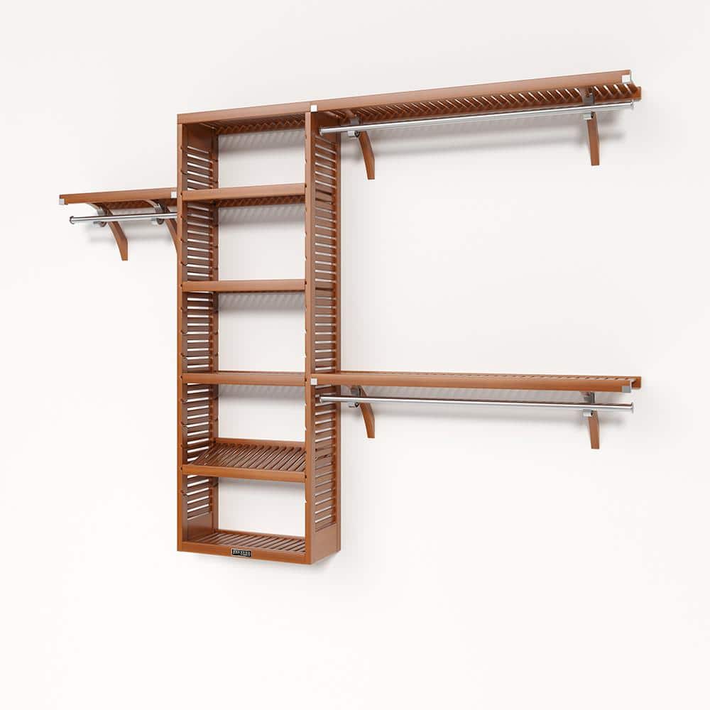 John Louis Home 72 in. W - 120 in. W Honey Maple Reach in Closet 12 Ion ...