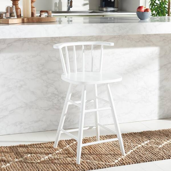 SAFAVIEH Jay 25 in. White Low-Back Wood Frame Counter Stool BST1403C ...