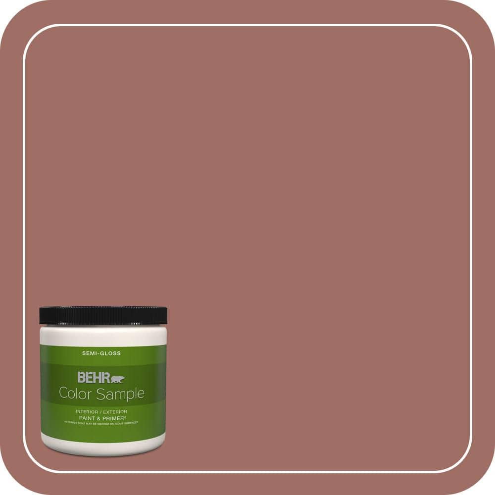 BEHR PREMIUM PLUS 8 oz. #190F-5 Brandy Semi-Gloss Interior/Exterior ...