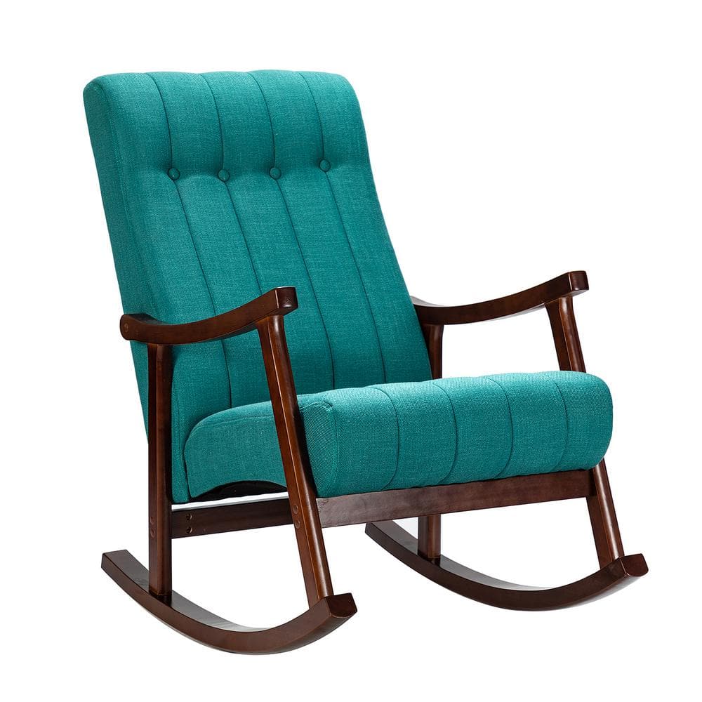 JAYDEN CREATION Fulgencio Teal Accent Rocking Chair with Button Tufted ...