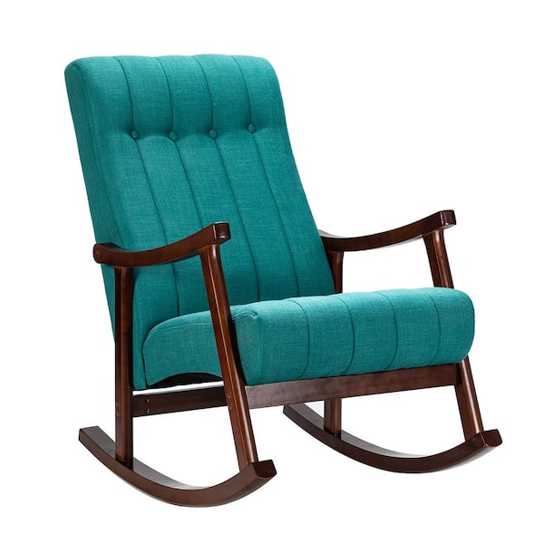 JAYDEN CREATION Fulgencio Teal Accent Rocking Chair with Button Tufted ...