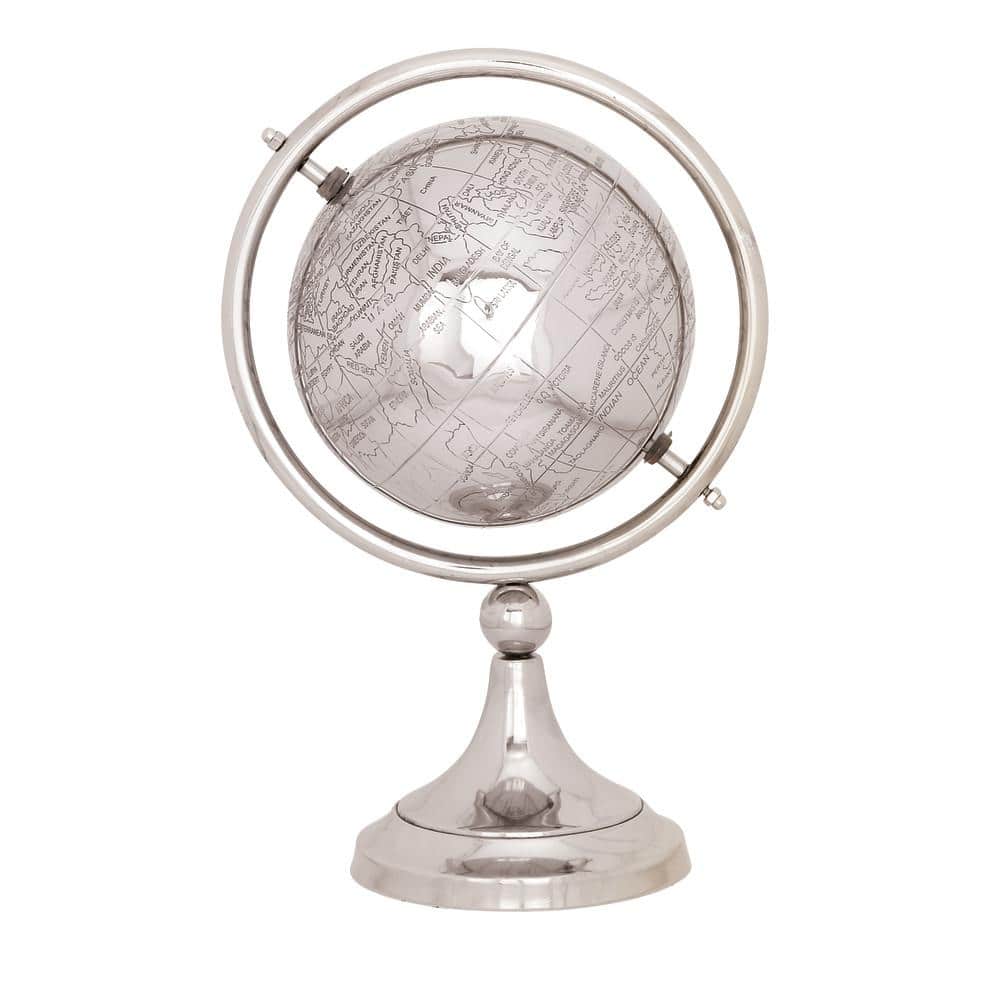 Litton Lane 13 in. Silver Aluminum Glam Decorative Globe 43479 - The ...