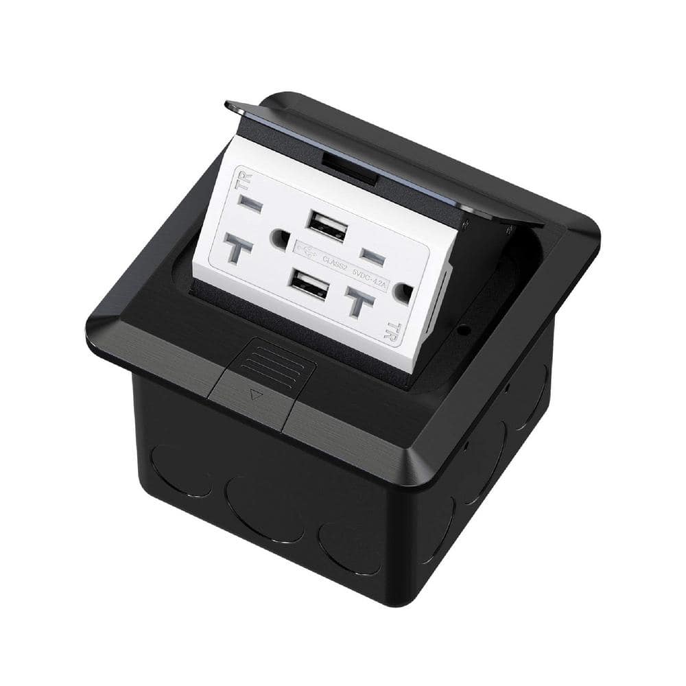 Vrbgify Black 20 Amp Tamper Resistant Duplex Outlet with USB Chargers ...