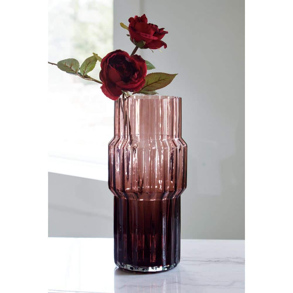 Signature DESIGN BY ASHLEY Dorlow 14 in. H Purple Glass Cylinder ...