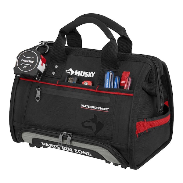 Husky 16 in. Large Mouth Tool Bag with Parts Bin Zone 526-248 - The ...