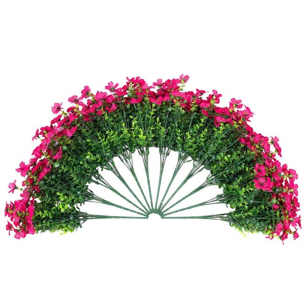 Daisy Eucalyptus 5 in. Rose Red Artificial Flower Branch Stem for ...