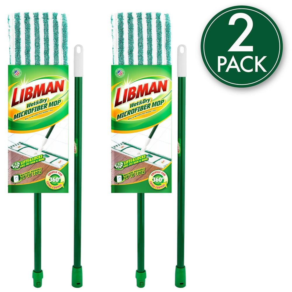 Libman 18 in. Microfiber Wet and Dry Flat Mop with 2-Piece Handle (2 ...