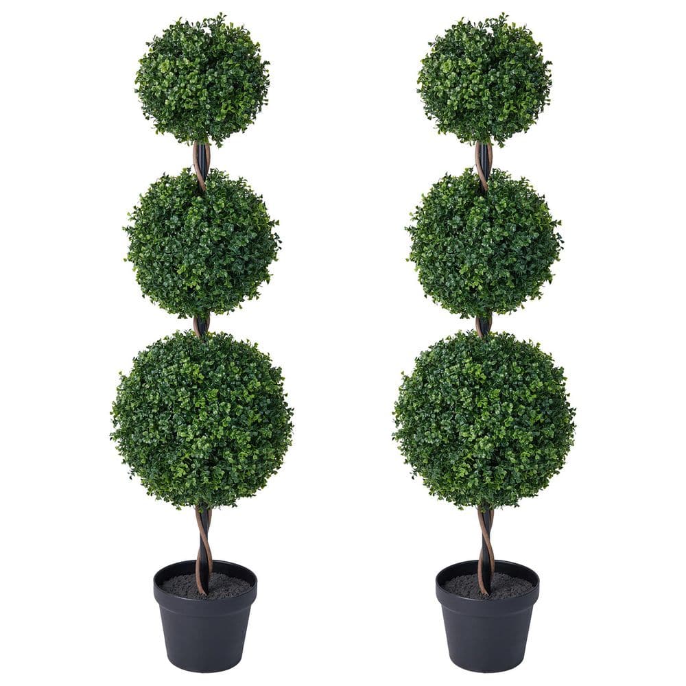 DR.Planzen 4 ft. Artificial Triple Ball Topiary Trees Large Faux ...
