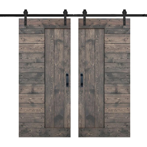 ISLIFE K Series 38 in. x 84 in. Smoky Gray Finished DIY Solid Wood ...