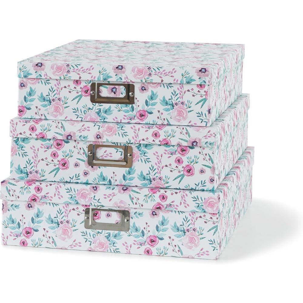 Afoxsos In Full Bloom - Set of 3: Floral Decorative Boxes with Lids ...