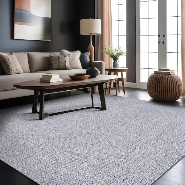 Beverly Rug Grey 8 ft. x 10 ft. Wooly Easy Jute Washable Indoor Outdoor Area Rug HD WOO90155 8X10