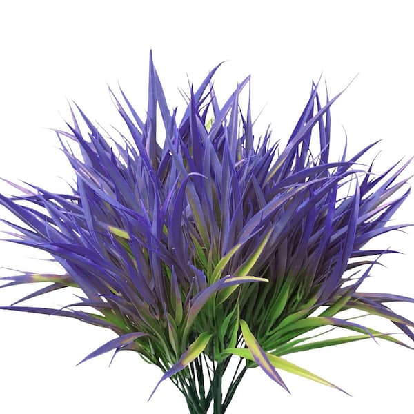 Purple Artificial Grass Shrub 17.5 in. Outdoor Indoor UV Resistant Faux ...