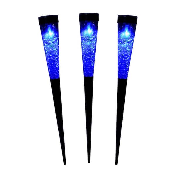 ACHLA DESIGNS 15.5 in. Tall Blue Solar Sparkle Cones (Pack of 3) SL ...