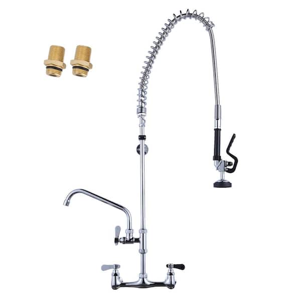 ALEASHA 43 in. Triple Handles Pull Down Sprayer Kitchen Faucet with ...