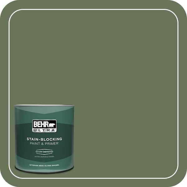 BEHR ULTRA 1 qt. #PPU10-01 Scallion Extra Durable Semi-Gloss Enamel ...