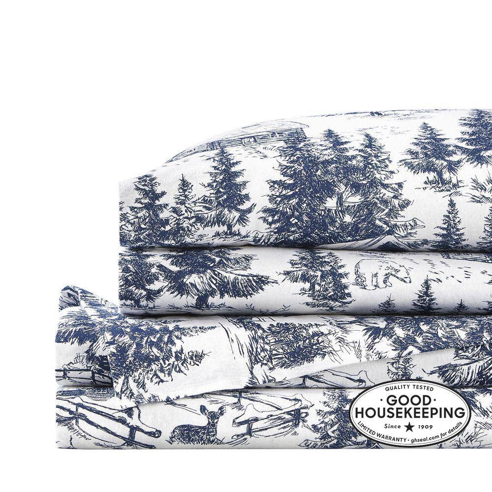 Home Decorators Collection Cozy Cotton Flannel Blue Winter Mountain ...