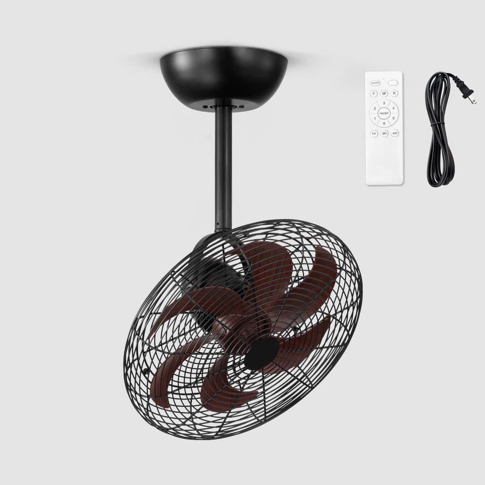 MOKSILED 16 in. Small Black Indoor Ceiling Fan Standard Downrod with ...