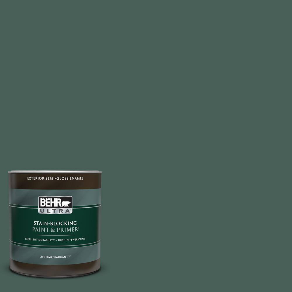 BEHR ULTRA 1 qt. #M440-7 Rainforest Semi-Gloss Enamel Exterior Paint ...