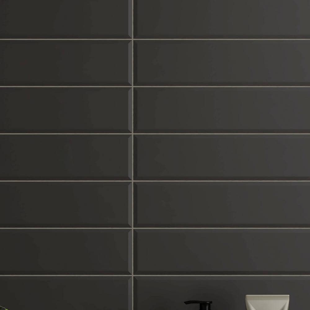 CRUZ BAY STUDIO Facet 3 in. x 12in. Smoke Matte Glazed Ceramic Subway ...