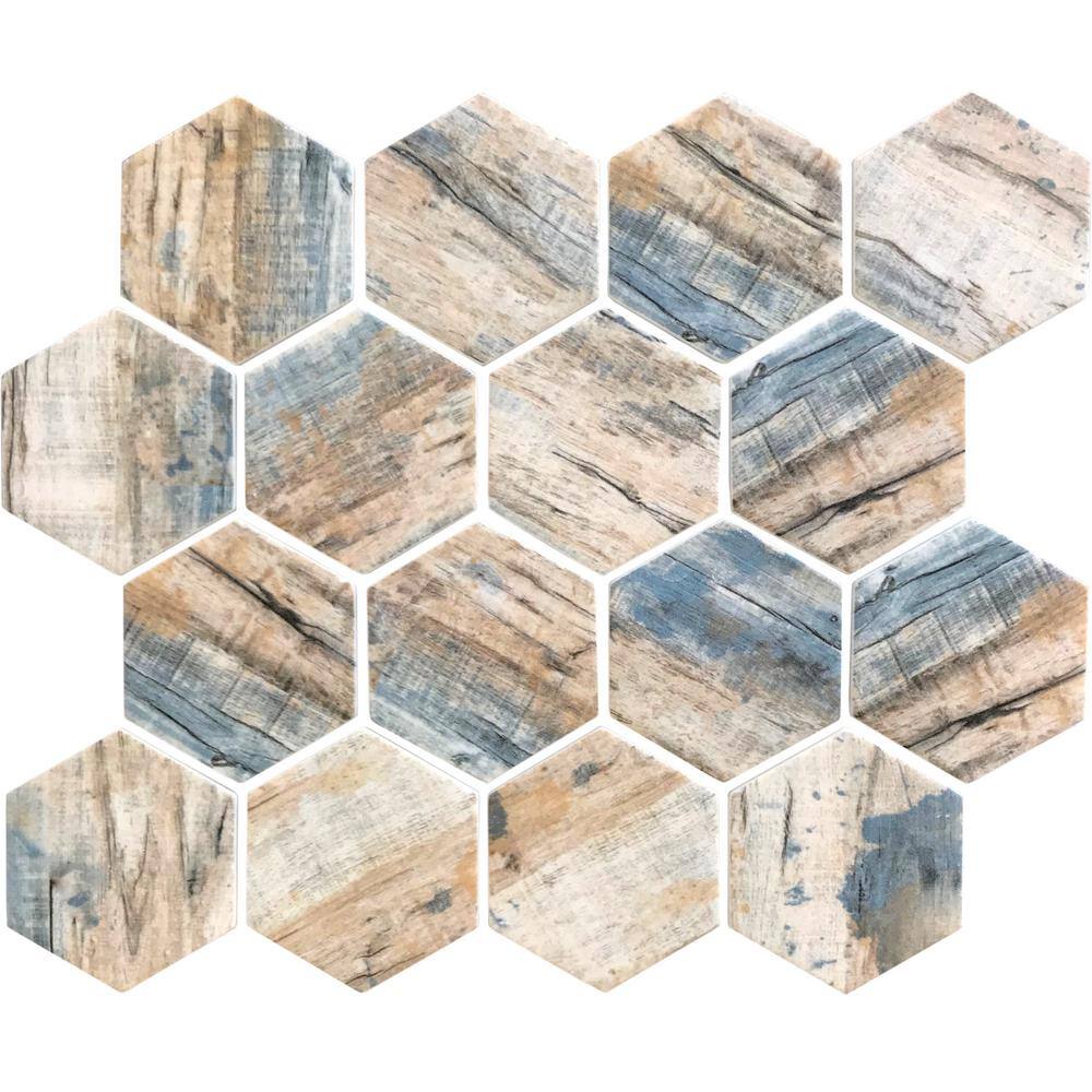 Apollo Tile Blue Beige 4 in. x 5 in. Matte Finished Hexagon Marble ...
