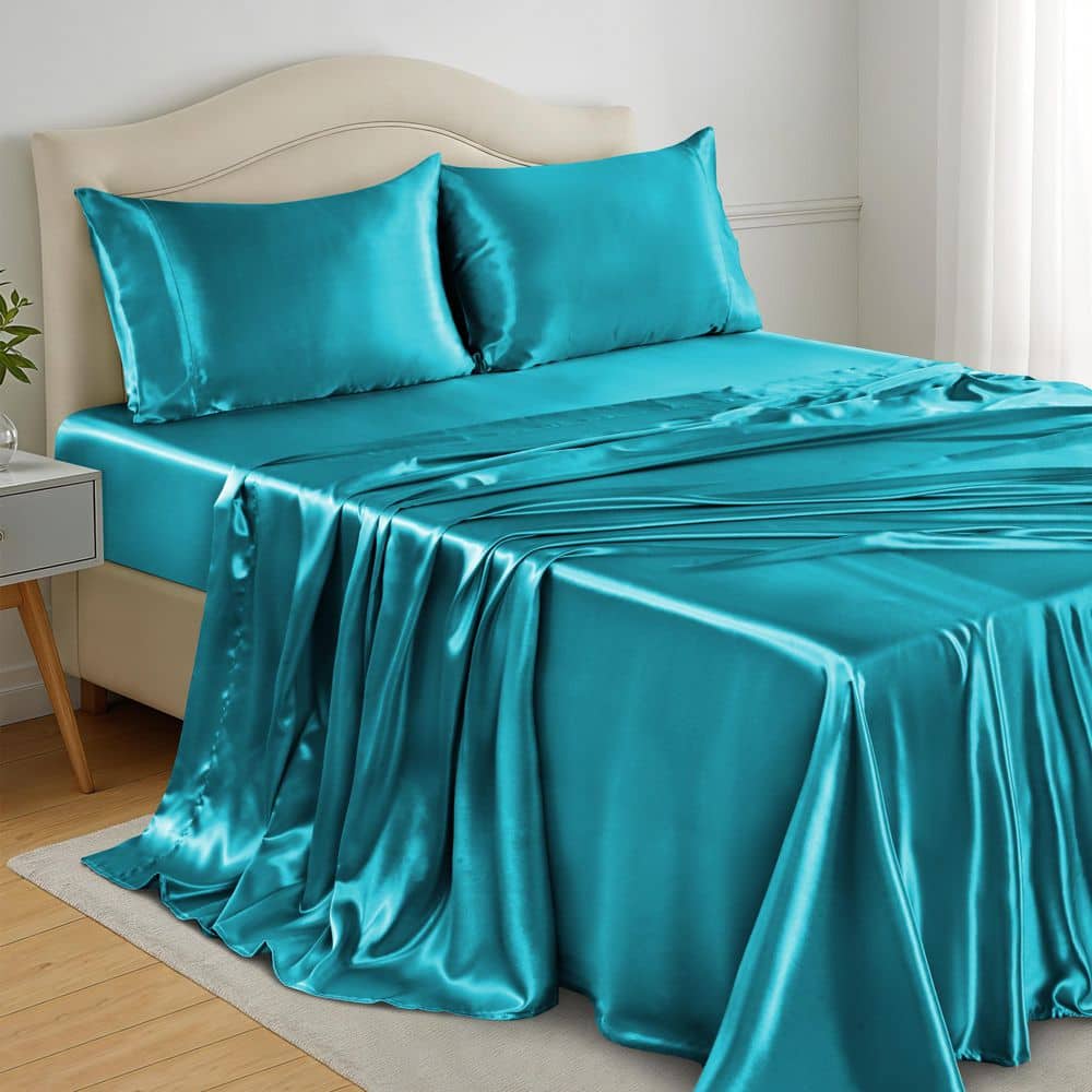 LDC LUX DECOR COLLECTION Lux Decor Collection Queen Black Satin Sheet ...