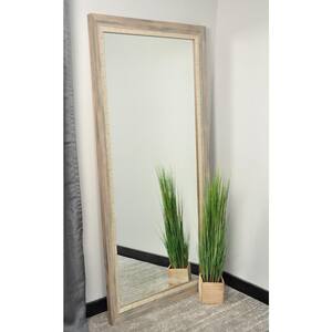 BrandtWorks Oversized Cream/White/Gray Shades Wood Rustic Mirror (71 in ...