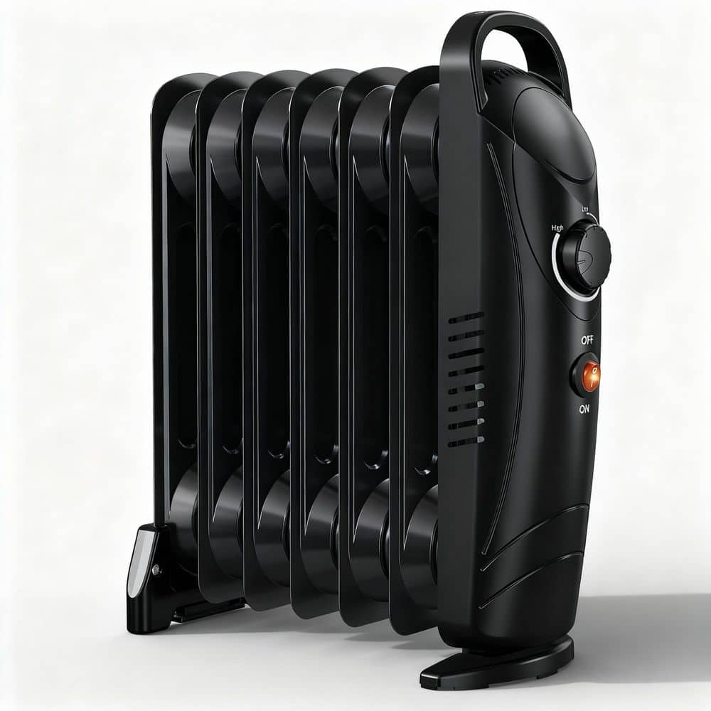 AIRO COMFORT 700W Black Indoor Oil-Filled Radiator Electric Portable ...