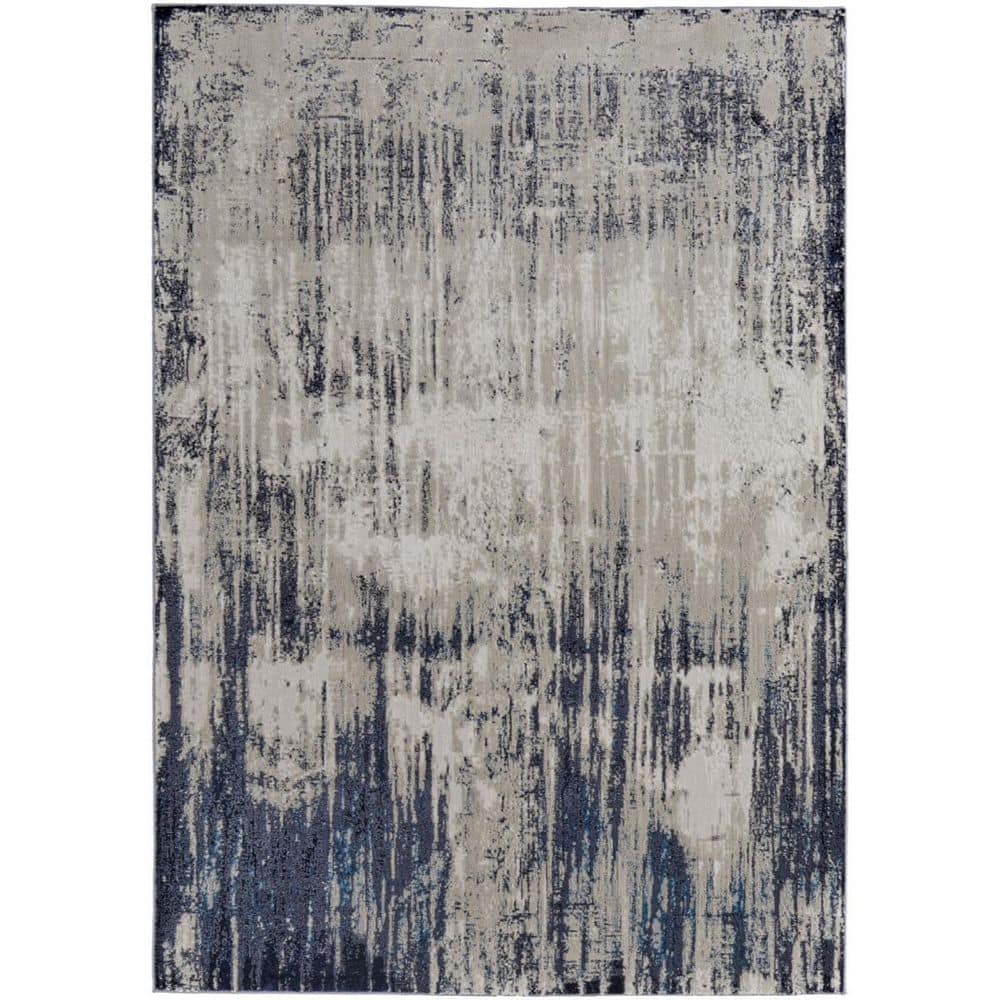 HomeRoots 2 ft. x 8 ft. Tan, Blue Abstract Area Rug 2000513903 - The ...