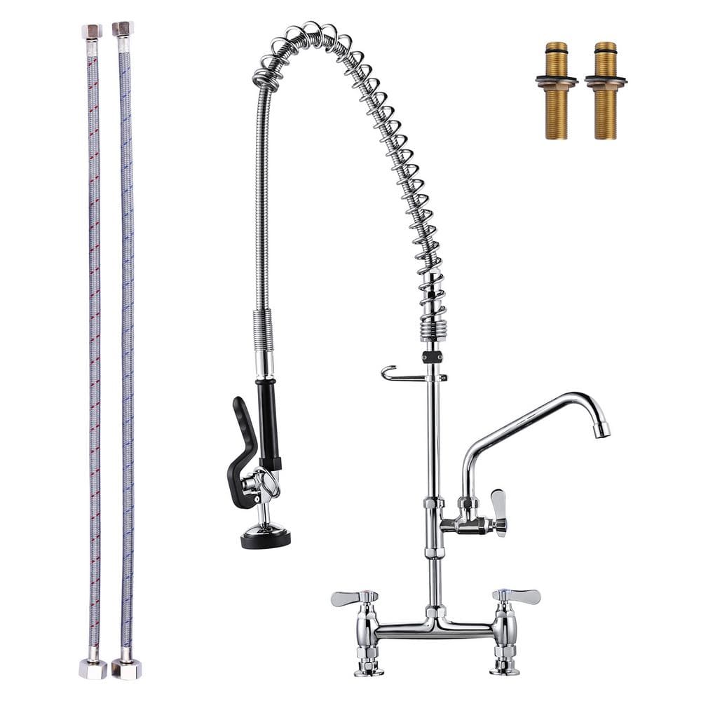 ARCORA 36 in. Triple Handles Pull Down Sprayer Kitchen Faucet with Pre ...
