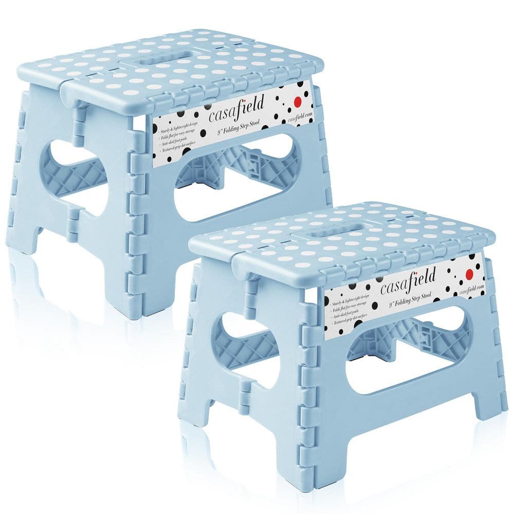 Casafield 1-Step 9 in. Light Blue Plastic Step Stool, (1.75 ft. Reach ...