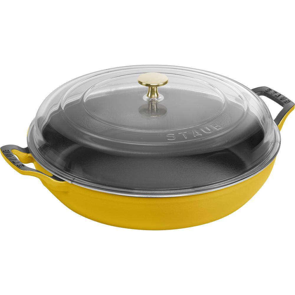 staub Cast Iron 3. 5 qt. Braiser with Glass Lid - Citron 1029115 - The ...