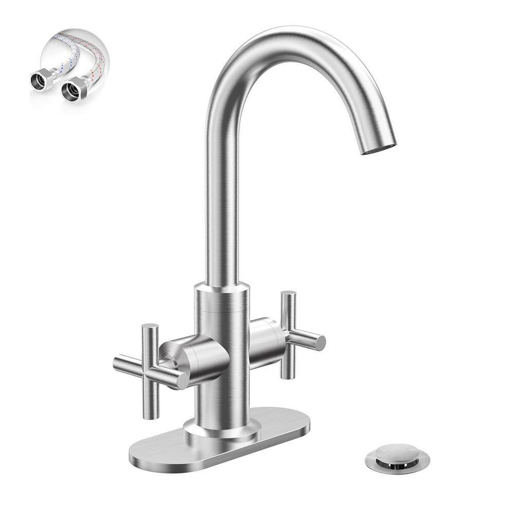 Kadilac Brushed Nickel Bathroom Faucet, 4 Inch Single Hole or 3 Hole ...
