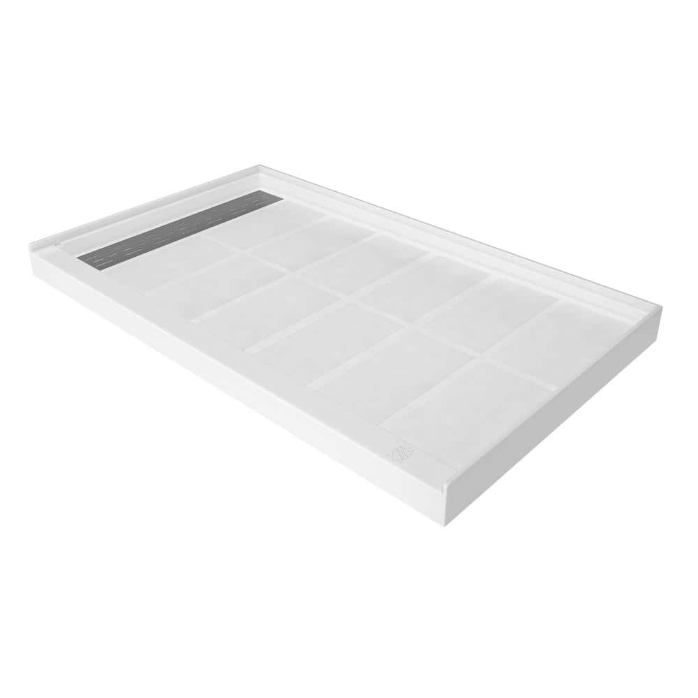 CASAINC 60 in. x 36 in. Solid Surface Single Threshold Alcove Shower ...