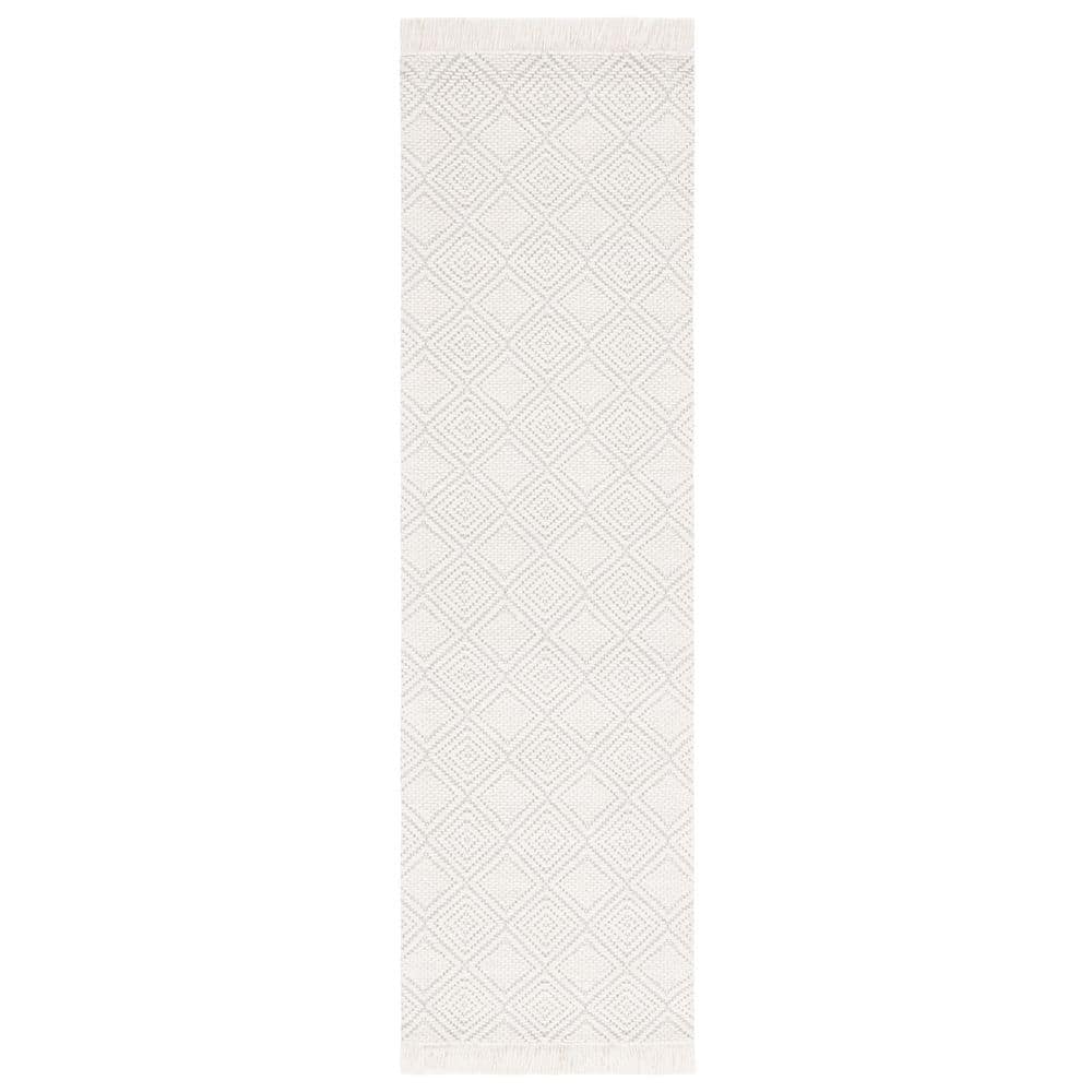 SAFAVIEH Marbella Ivory 2 ft. x 8 ft. Geometric Solid Color Runner Rug ...