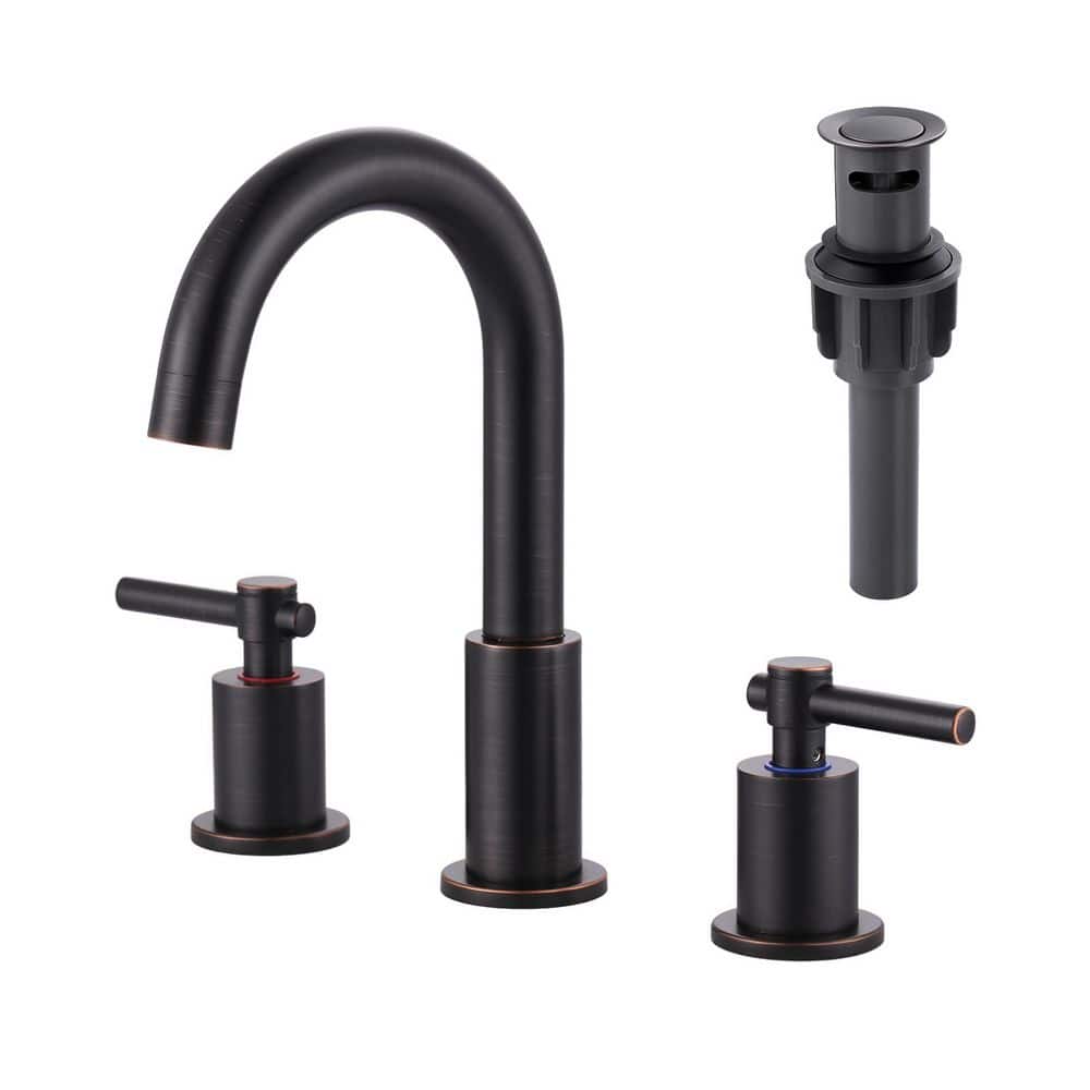 ALEASHA Slim Deck Mount Double Handle High Arc 8 in. Widespread ...