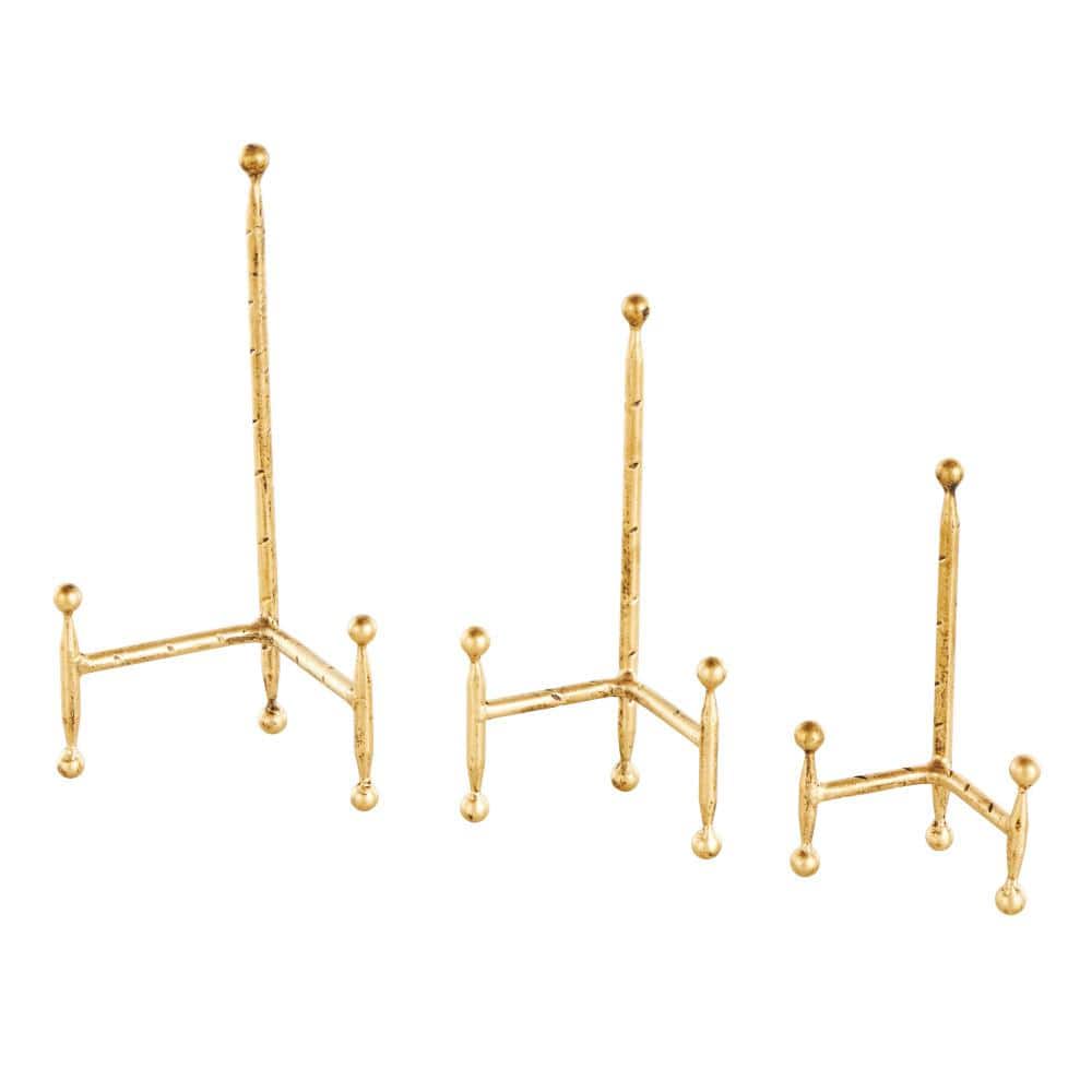 Litton Lane Gold Metal Slim Tabletop Easel with Ball Accents (3-Pack ...