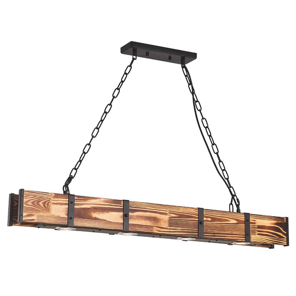Maxax 4-Light 39 in. Wood Iron Farmhouse LED Dimmable Chandeliers ...