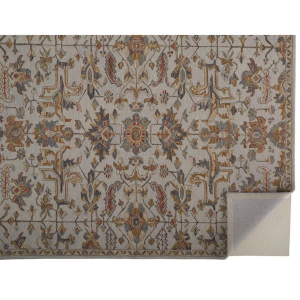 HomeRoots 5 ft. x 8 ft. Gray Floral Area Rug 2000513650 - The Home Depot